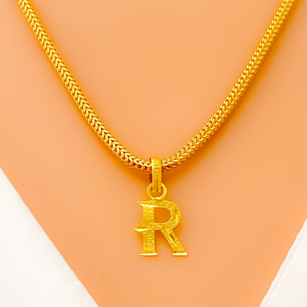 Ethereal Bold R 22k Gold Letter Pendant – Andaaz Jewelers
