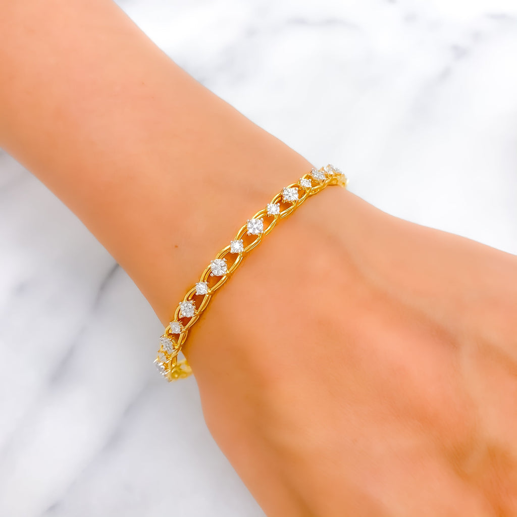 Graceful Sophisticated Diamond + 18k Gold Bangle – Andaaz Jewelers