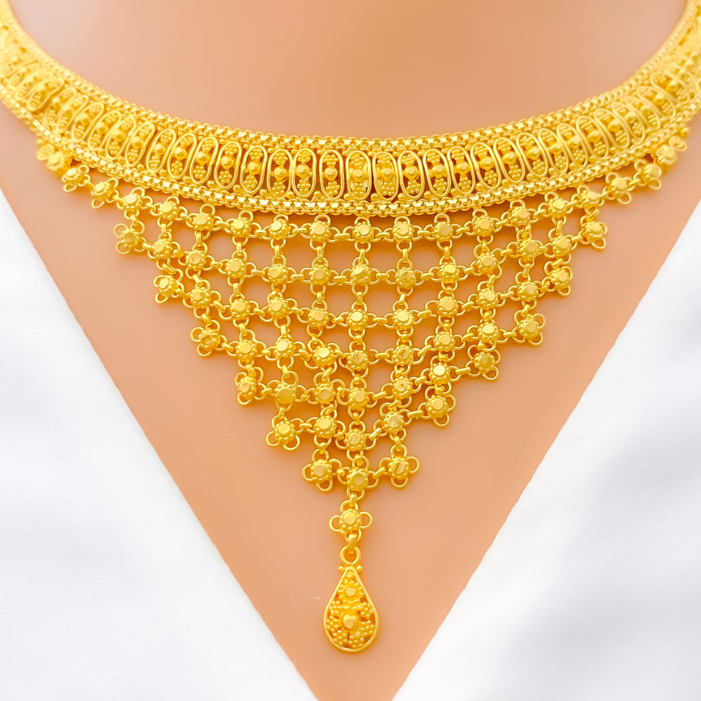 Dapper 22k Gold Jali Necklace Set – Andaaz Jewelers