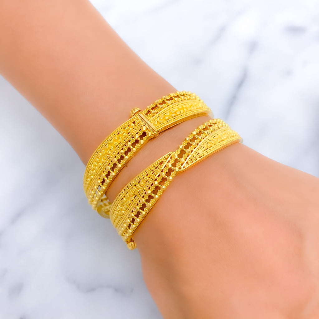 Impressive Wavy Graceful 22k Gold Bangles – Andaaz Jewelers