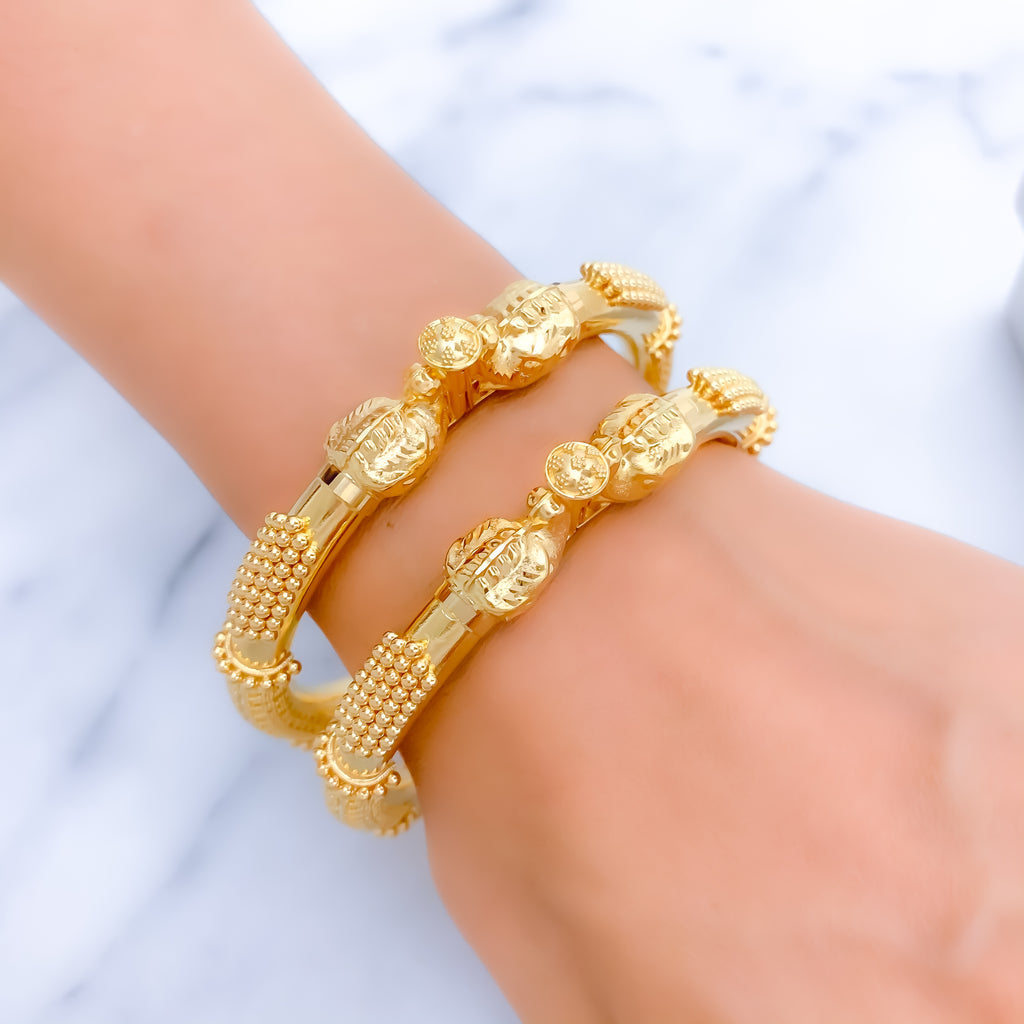 Opulent Elephant Faced 22k Gold Pipe Bangles – Andaaz Jewelers