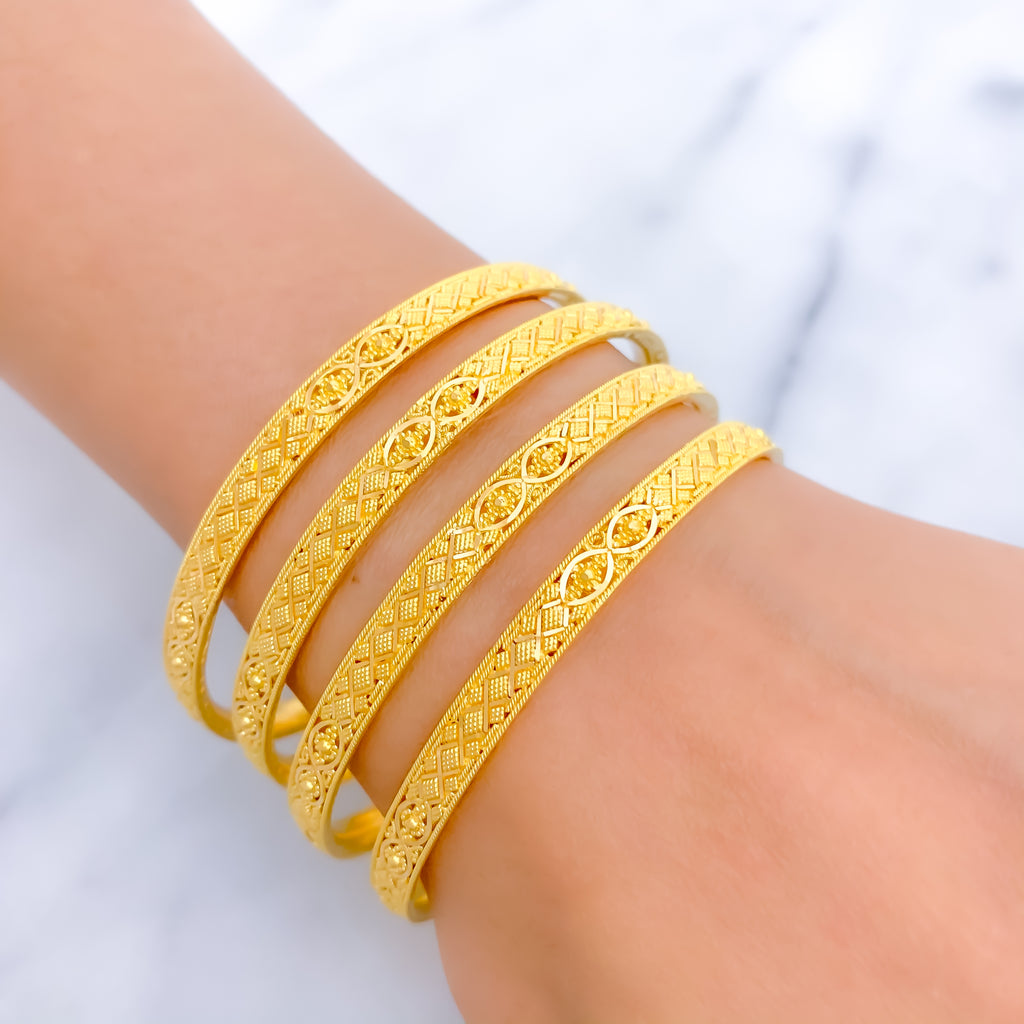 Reflective Marquise Accented 22k Gold Bangles – Andaaz Jewelers