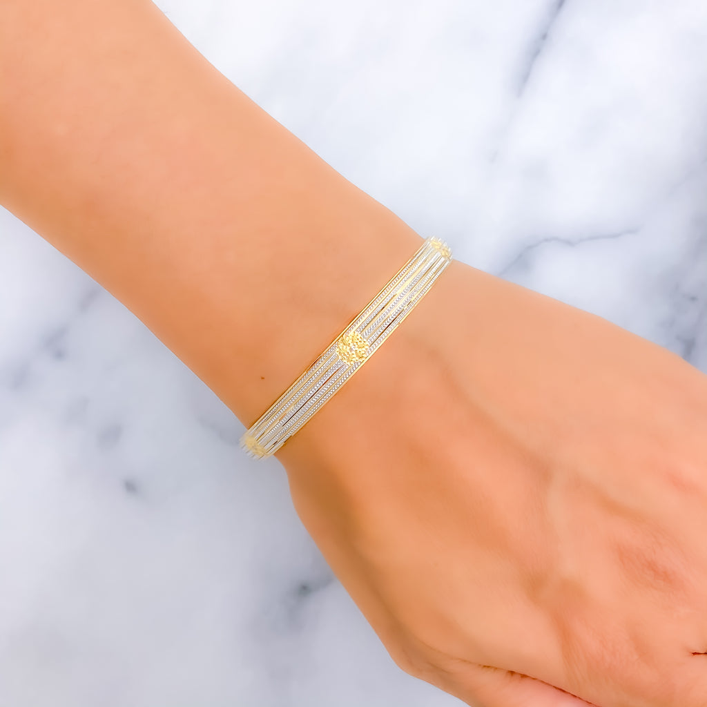 Stylish Subtle 22k Gold Flower Bangle – Andaaz Jewelers