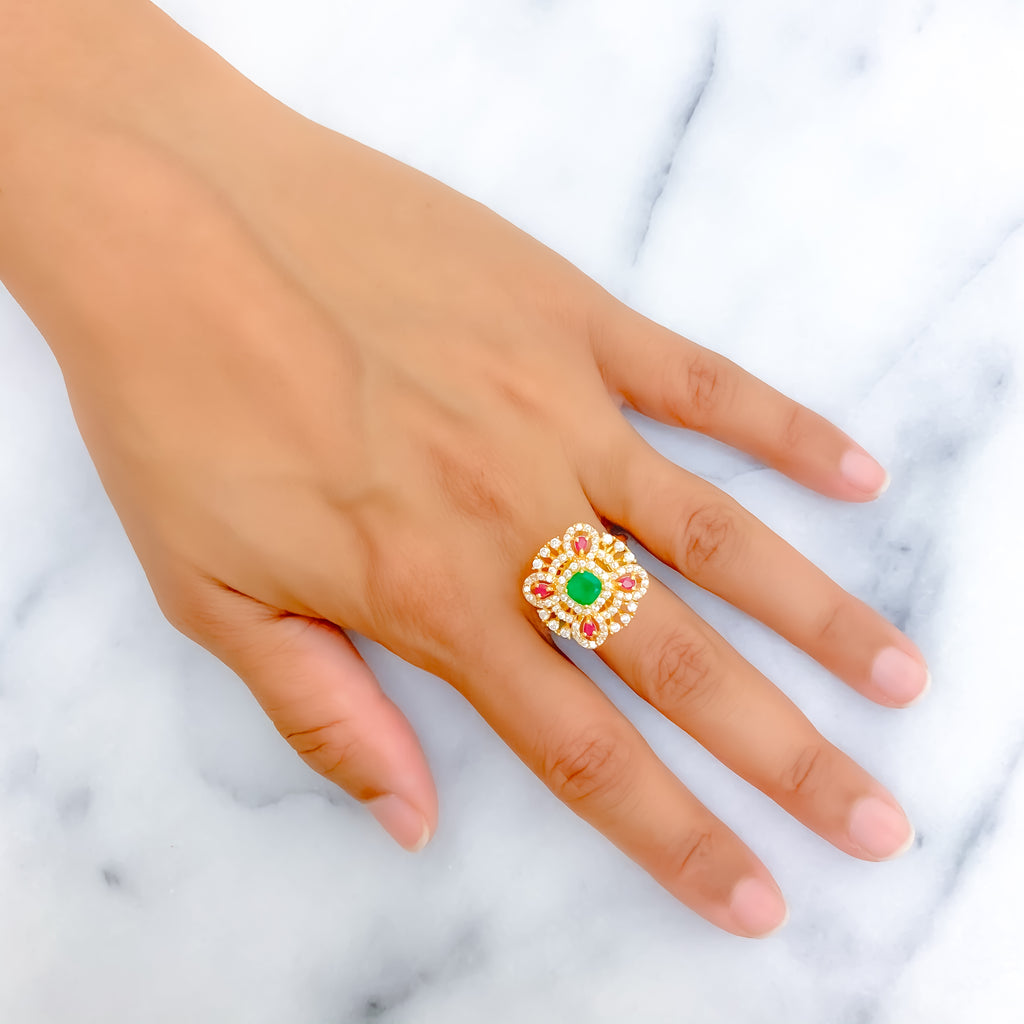 Radiant Ritzy 22k Gold CZ Statement Ring – Andaaz Jewelers