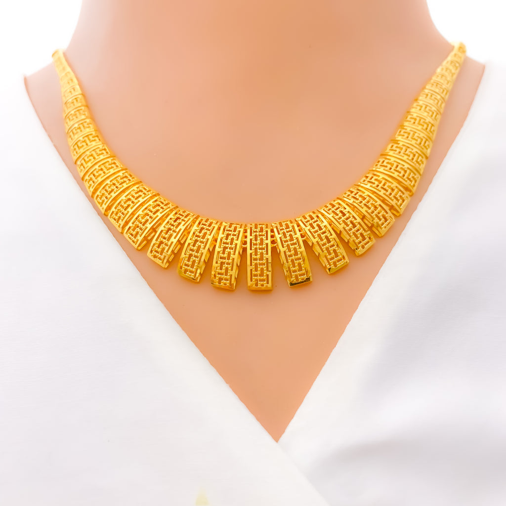Upscale 22K Gold Jali Necklace Set – Andaaz Jewelers