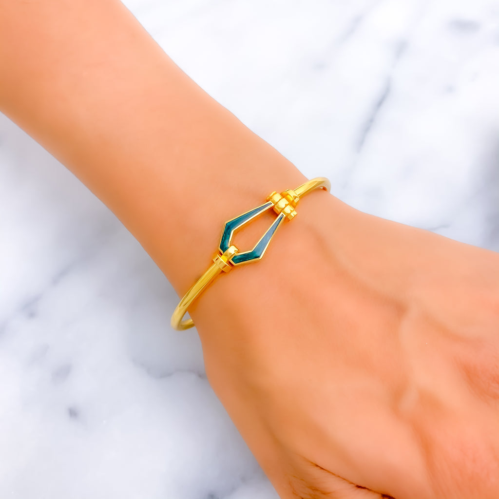 Subtle Elegant 21k Gold Enameled Bangle Bracelet – Andaaz Jewelers