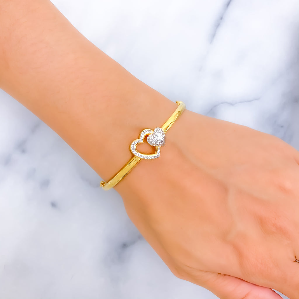 Captivating Twin Heart 22k Gold Bangle Bracelet – Andaaz Jewelers