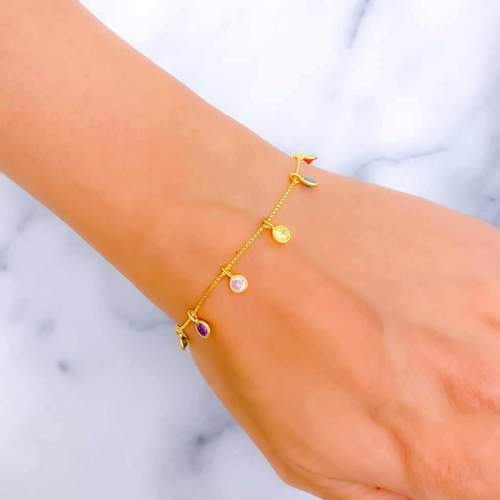 Dangling Dotted 22k Gold CZ Bracelet – Andaaz Jewelers