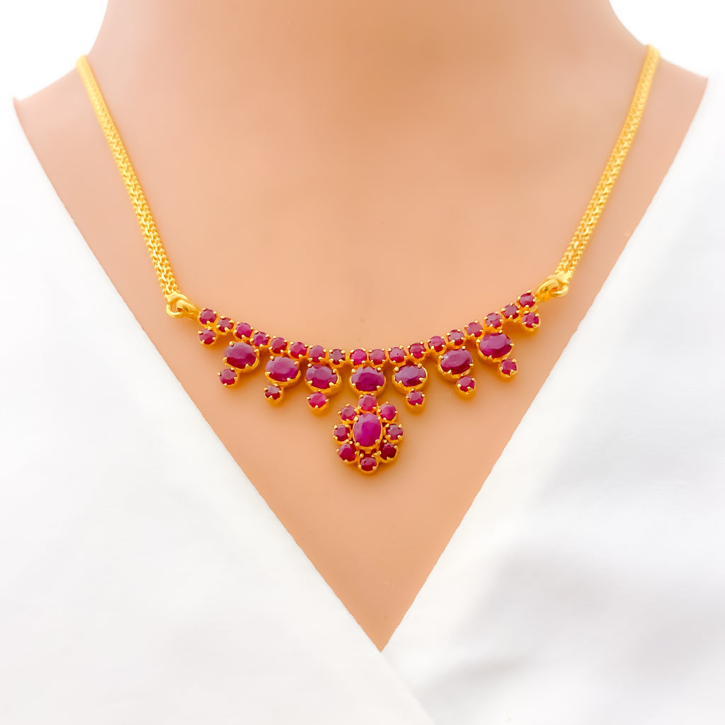 Palatial Posh 22k Gold Ruby Necklace Set – Andaaz Jewelers