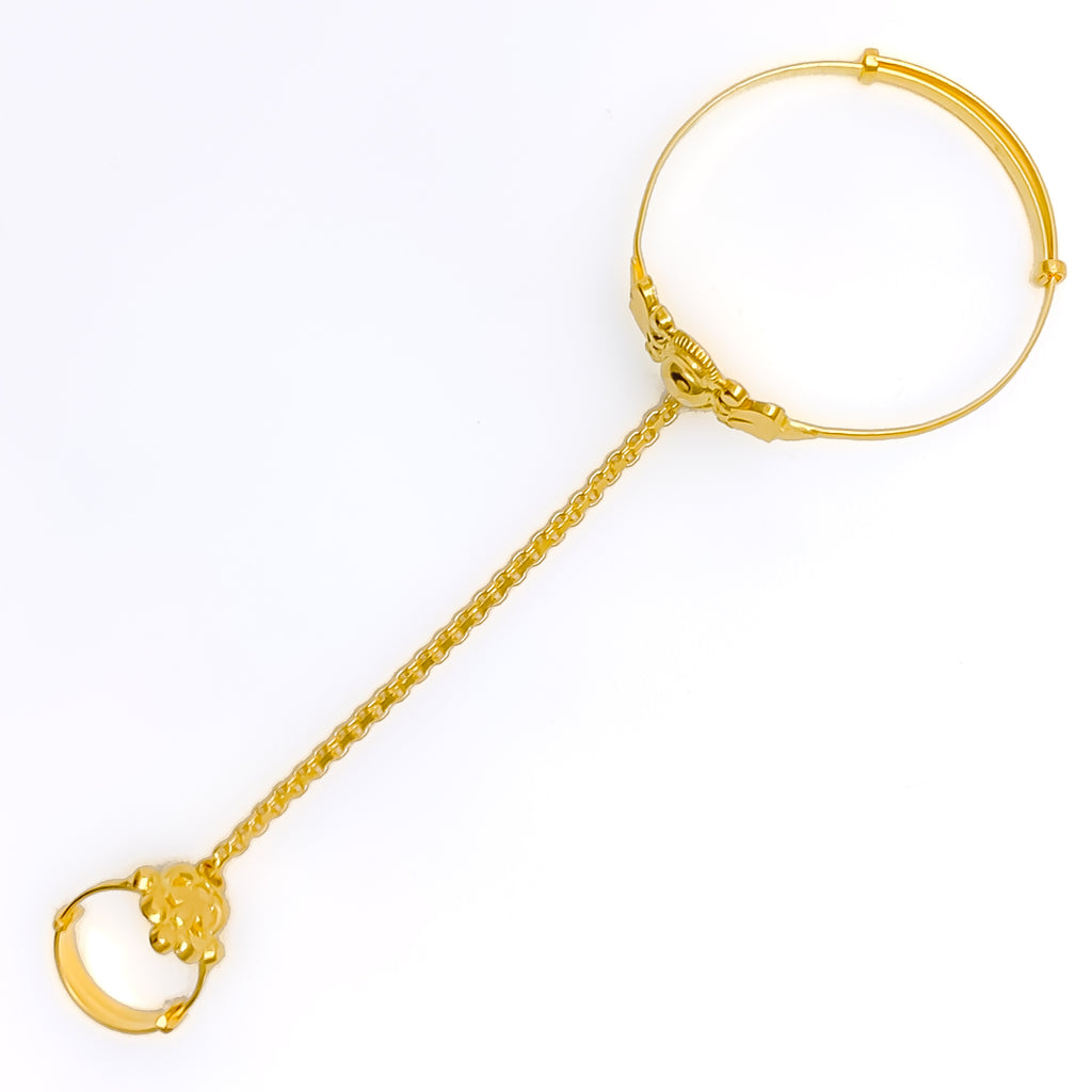 Captivating Iridescent 22k Gold Baby Bangle W/ Ring – Andaaz Jewelers