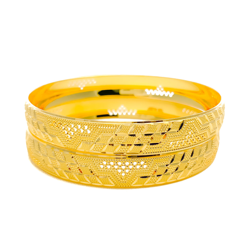 Classic Alluring Checkered 22k Gold Bangle Pair – Andaaz Jewelers