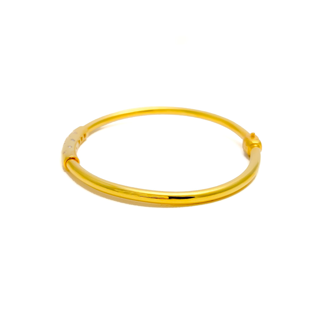 Refined Glamorous 21k Gold Sleek CZ Bangle Bracelet – Andaaz Jewelers