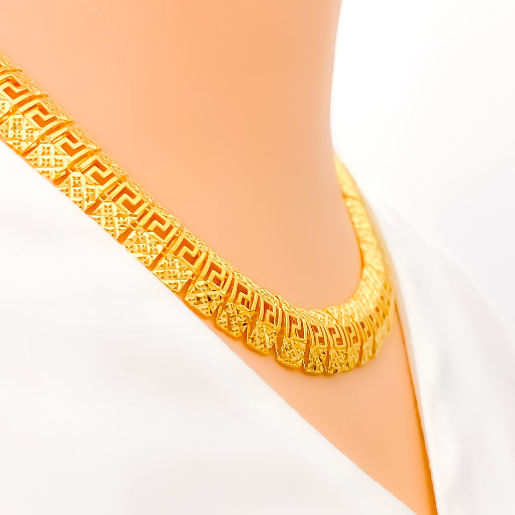 Impressive 22K Gold Geometric Jali Necklace Set – Andaaz Jewelers