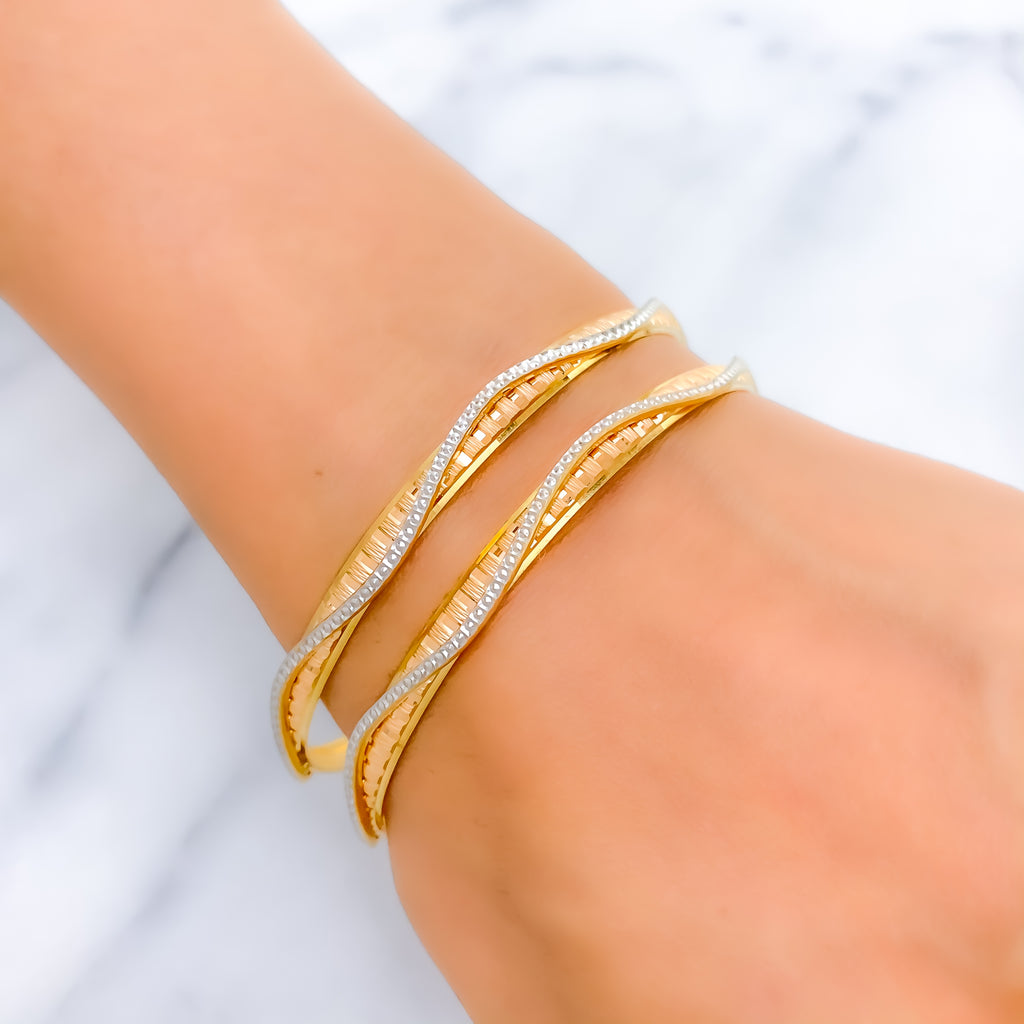 Charming Multi-Tone Wave Bangles – Andaaz Jewelers