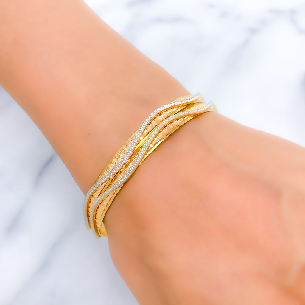 Flowy Rose Gold Accented Bangles – Andaaz Jewelers