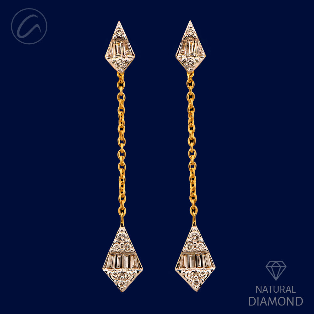 Special Kite-Shaped Diamond + 18k Gold Hanging Earrings – Andaaz Jewelers