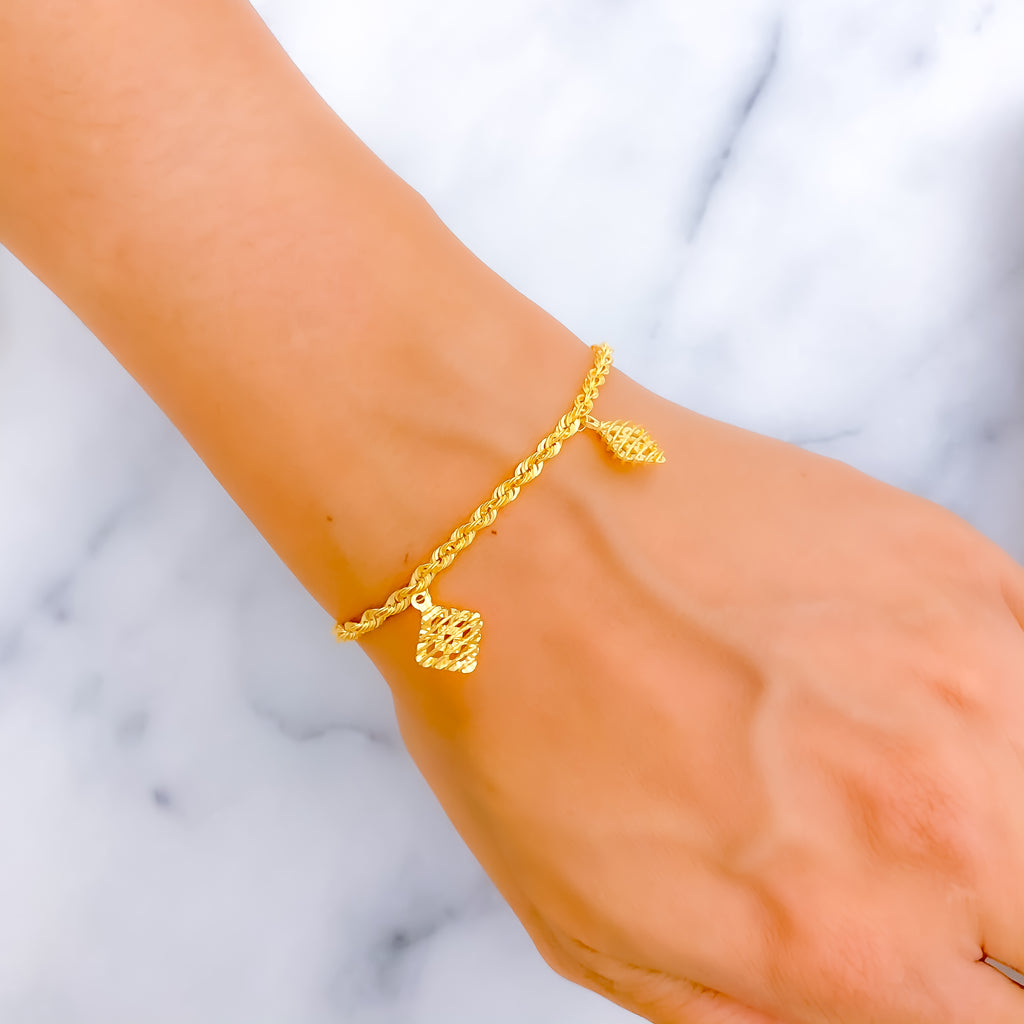 Rich Geometric 22k Gold Charm Bracelet – Andaaz Jewelers