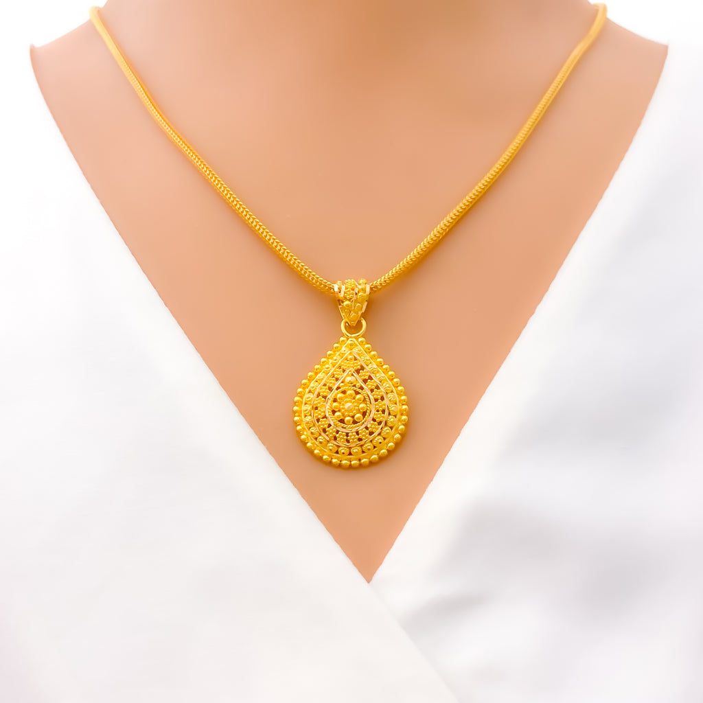 Fancy Ornate 22k Gold Pendant Set – Andaaz Jewelers