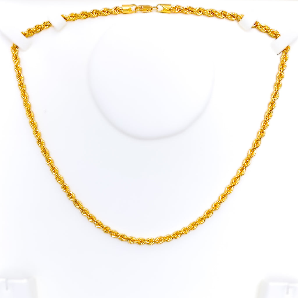 Medium 22k Gold Hollow Rope Chain - 18" – Andaaz Jewelers