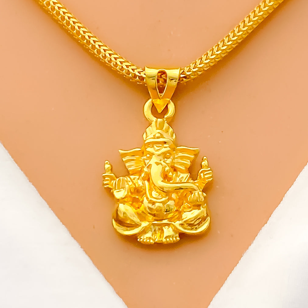 Elegant Ornate 22k Gold Ganpati Pendant – Andaaz Jewelers