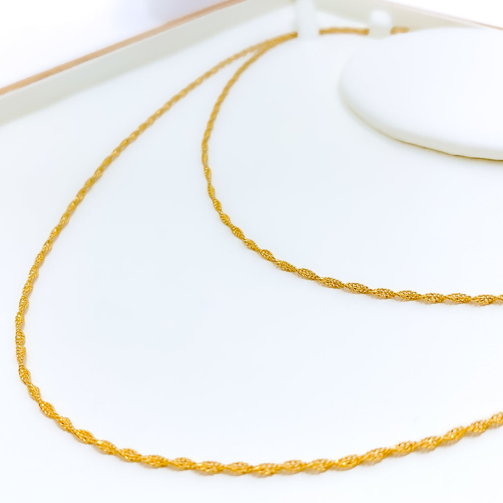 Fancy Thin Braided Rope 22K Gold Chain - 20" – Andaaz Jewelers