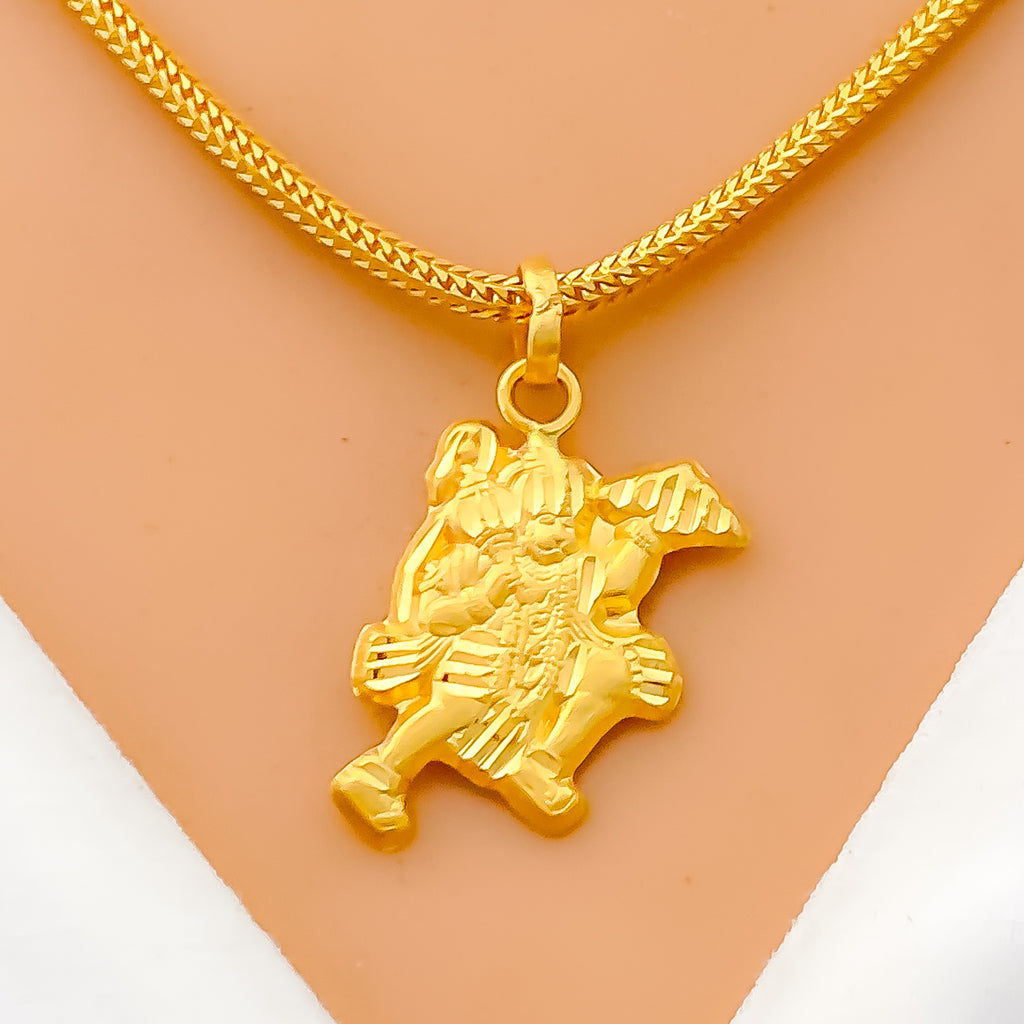 Classic Engraved 22k Gold Hanuman Pendant – Andaaz Jewelers