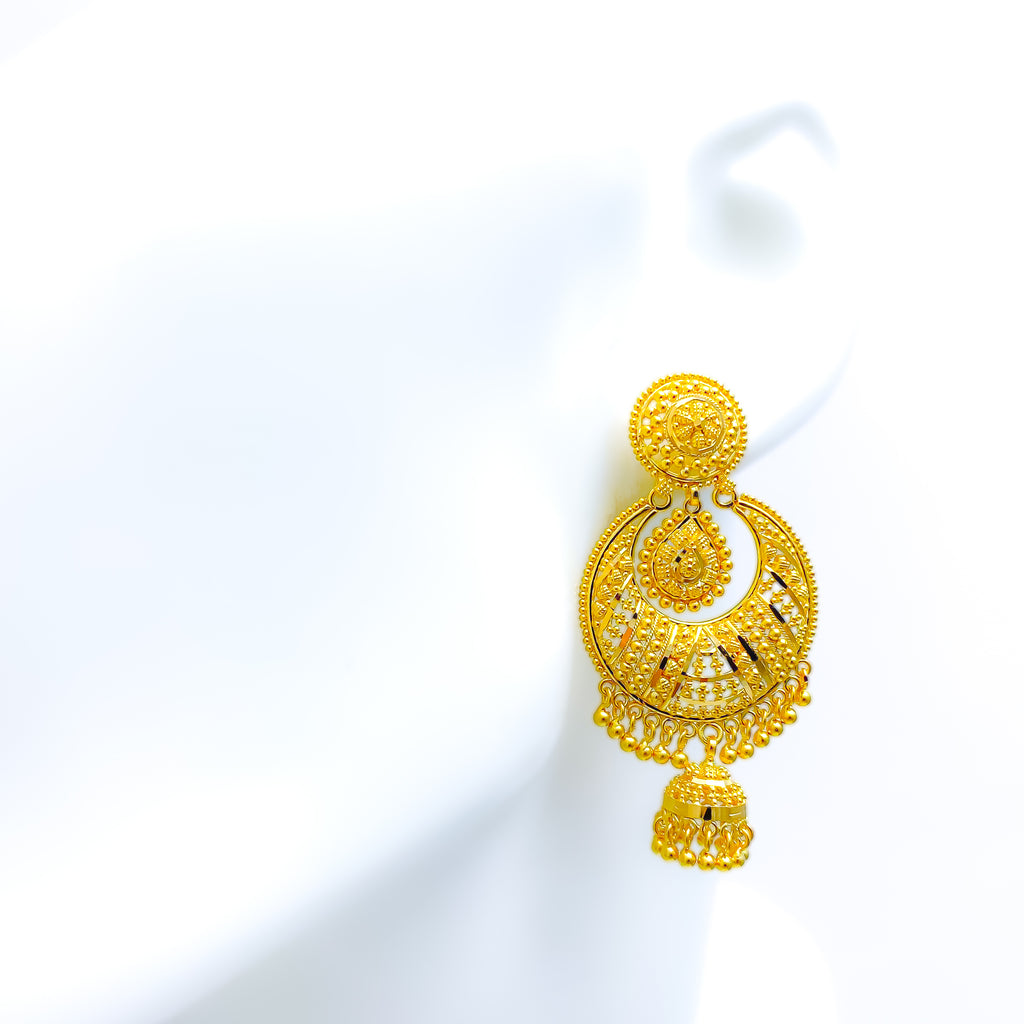Exquisite Striped 22k Gold Chand Bali – Andaaz Jewelers