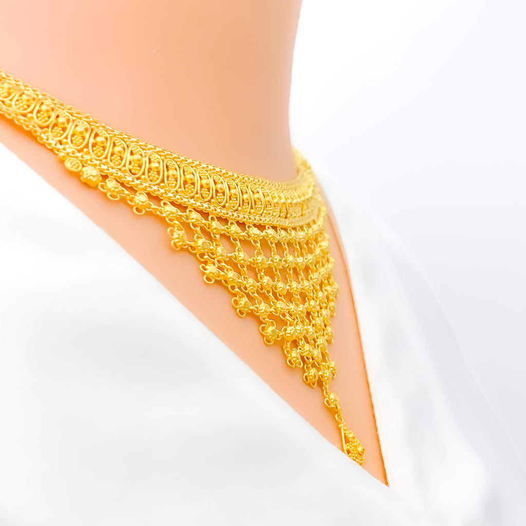Dapper 22k Gold Jali Necklace Set – Andaaz Jewelers