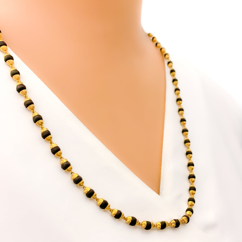 Upscale 22k Gold Tulsi Necklace - 26" – Andaaz Jewelers