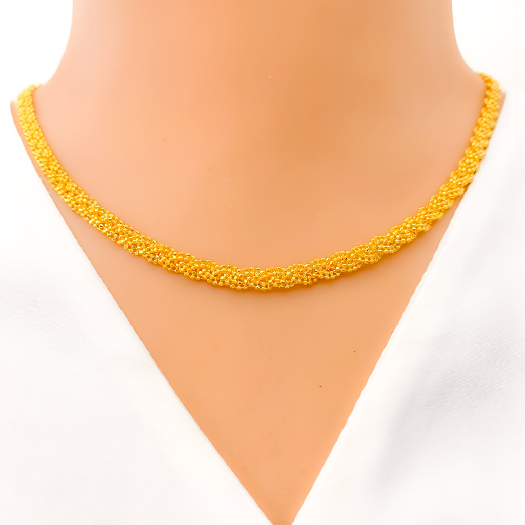 Ritzy Decorative 21K Gold Rope Chain - 17" – Andaaz Jewelers