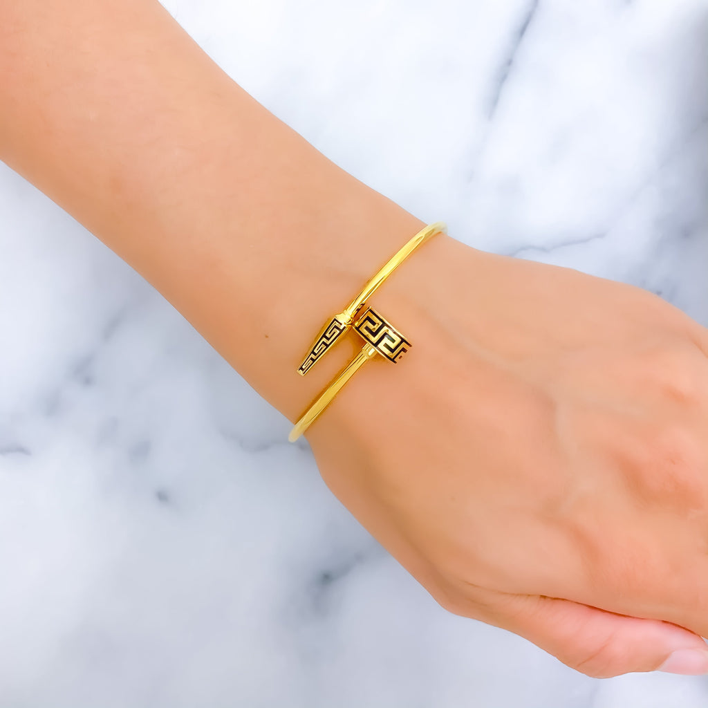 Enameled High Finish 21K Gold Nail Bangle Bracelet – Andaaz Jewelers