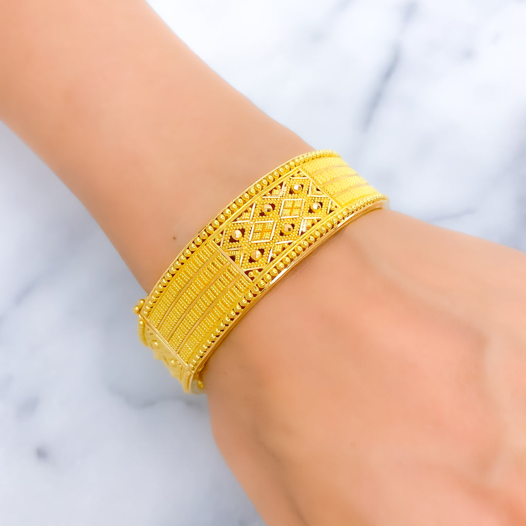 Ornate Beaded 22k Gold Bangle – Andaaz Jewelers