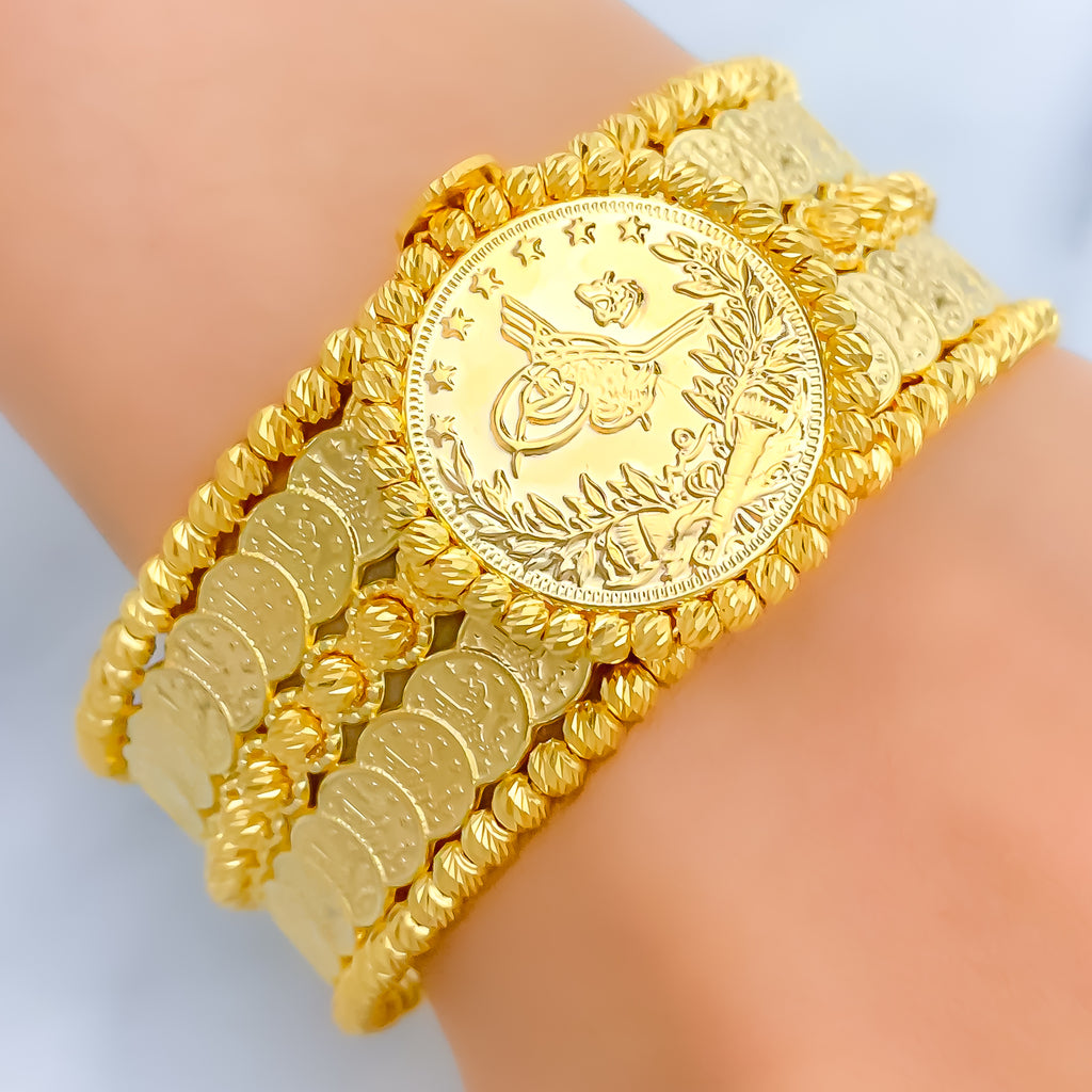 Impressive Classy 21k Gold Coin Bangle Bracelet – Andaaz Jewelers