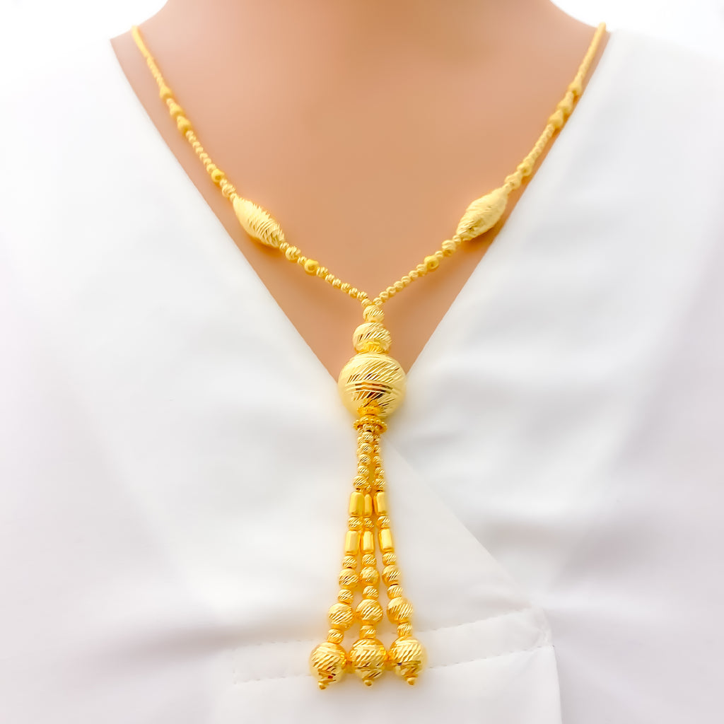 Luminous Dangling Orb 3-Piece 21k Gold Necklace Set – Andaaz Jewelers
