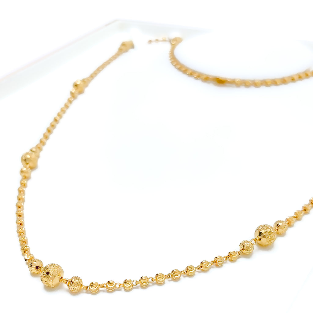 Reflective Disco Bead 22k Gold Long Chain - 26" – Andaaz Jewelers