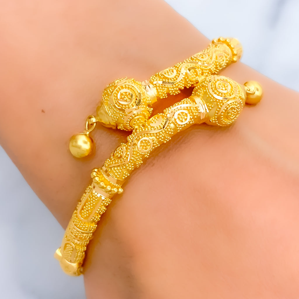 Textured Festive 22k Gold Pipe Bangle – Andaaz Jewelers