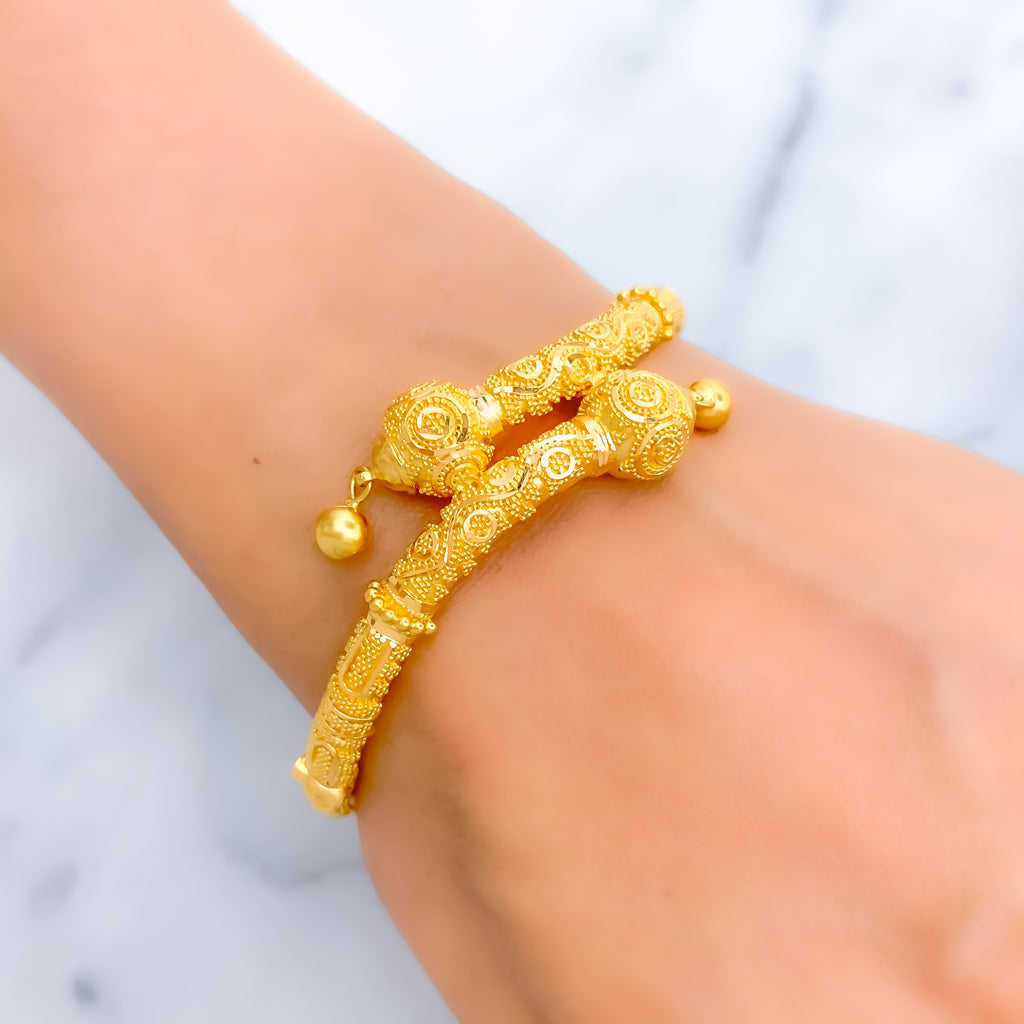 Textured Festive 22k Gold Pipe Bangle – Andaaz Jewelers