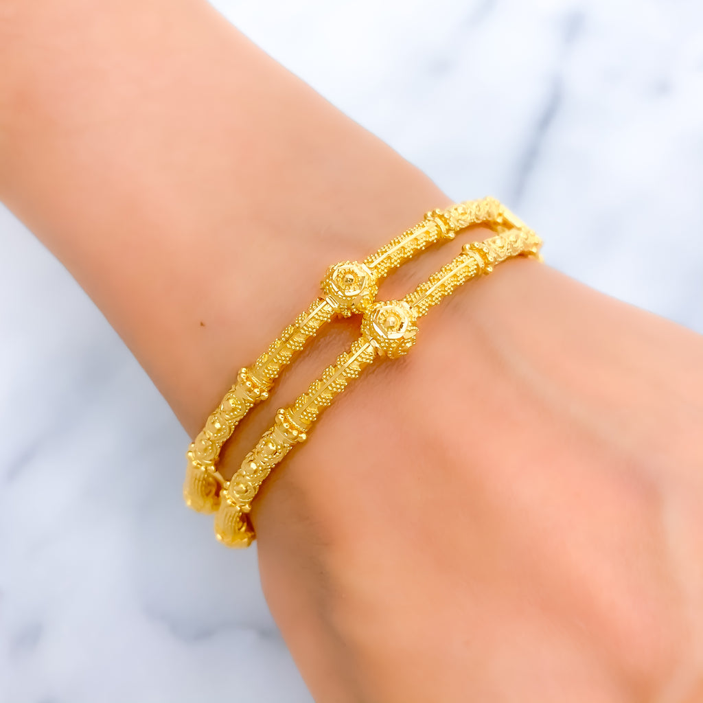 Fine Vibrant 22k Gold Pipe Bangle – Andaaz Jewelers