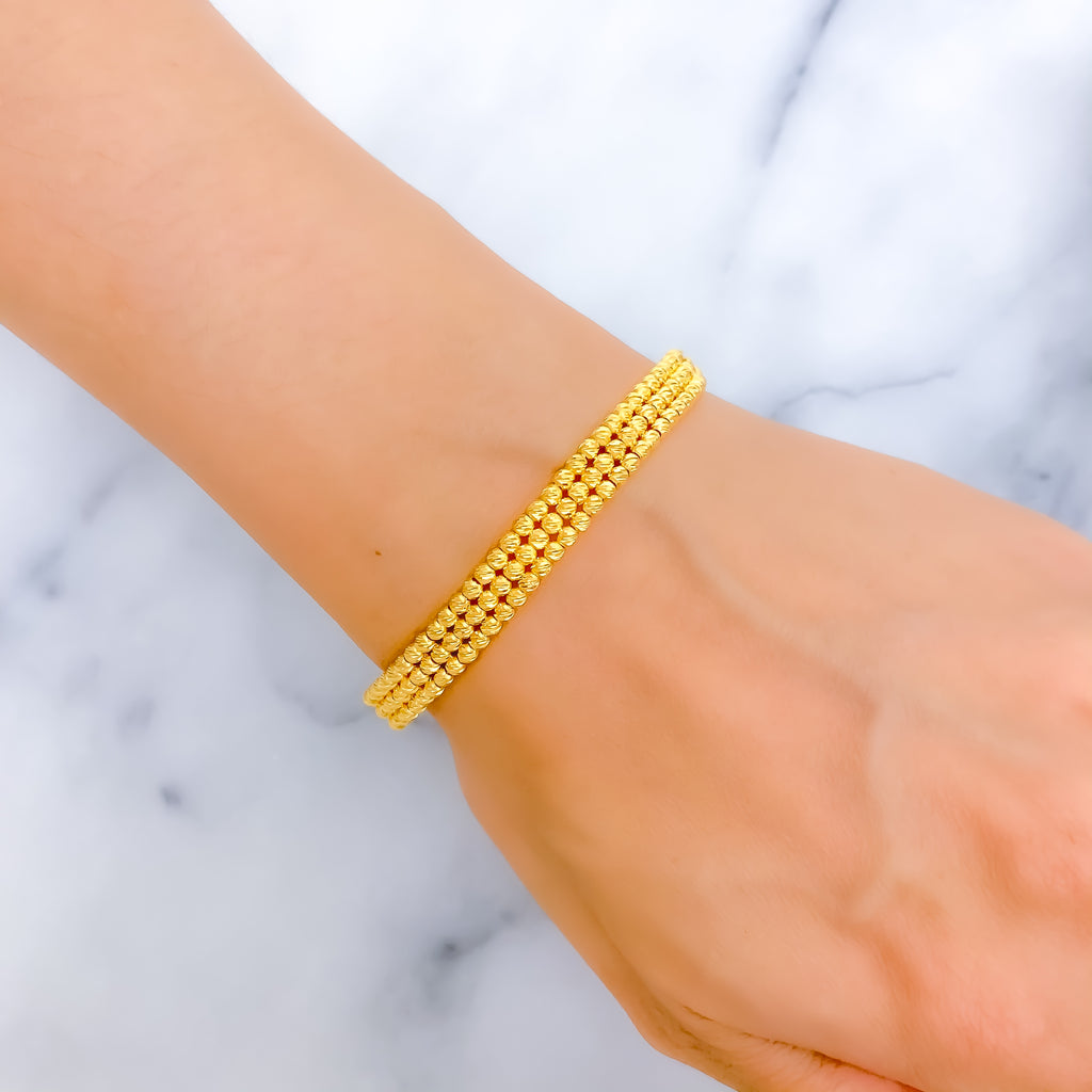 Dainty Glistening Bead 22k Gold Bangle Bracelet – Andaaz Jewelers