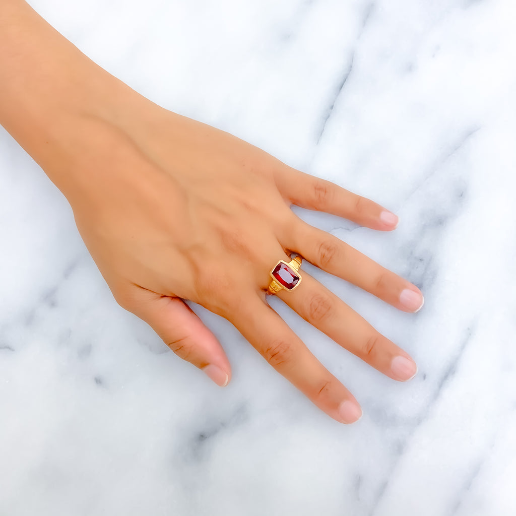Elongated 22K Gold 8CT Ruby Ring – Andaaz Jewelers