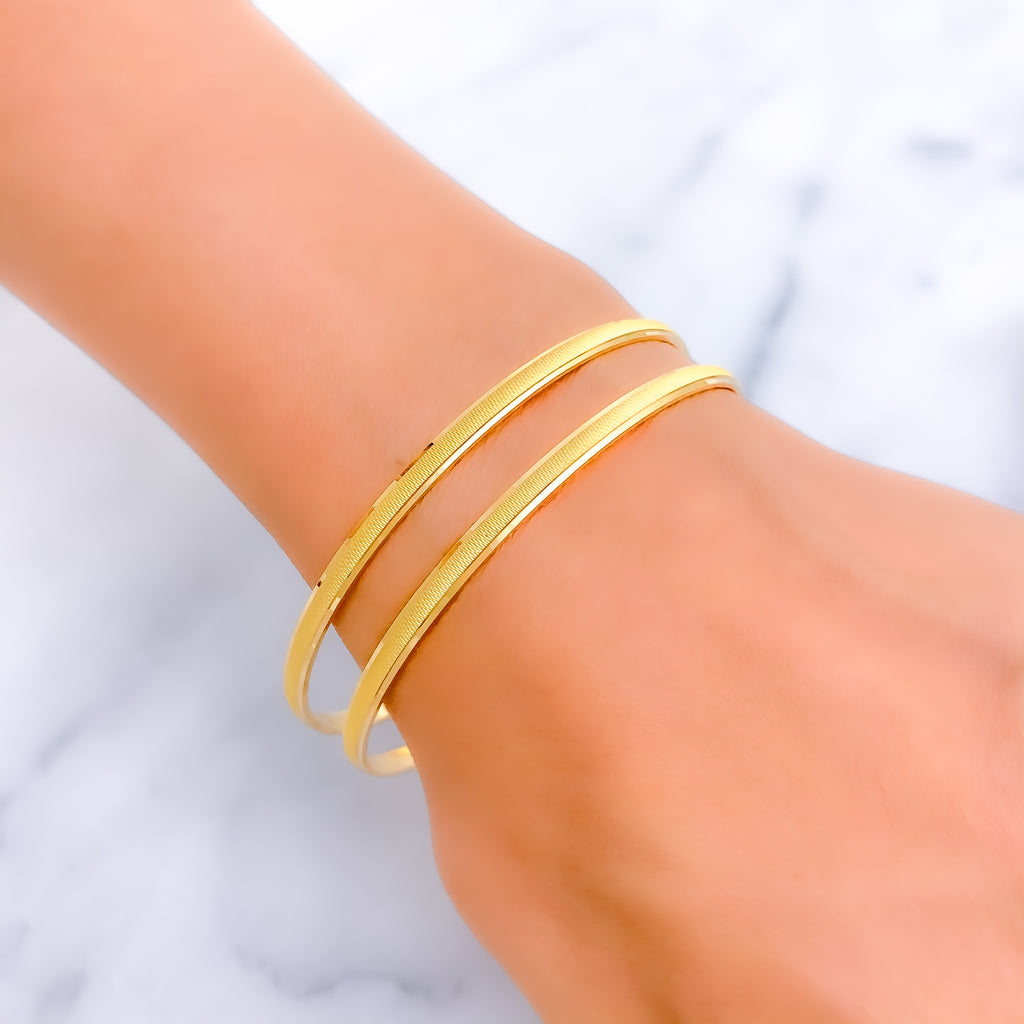Stylish Smooth Textured 22k Gold Bangle Pair – Andaaz Jewelers