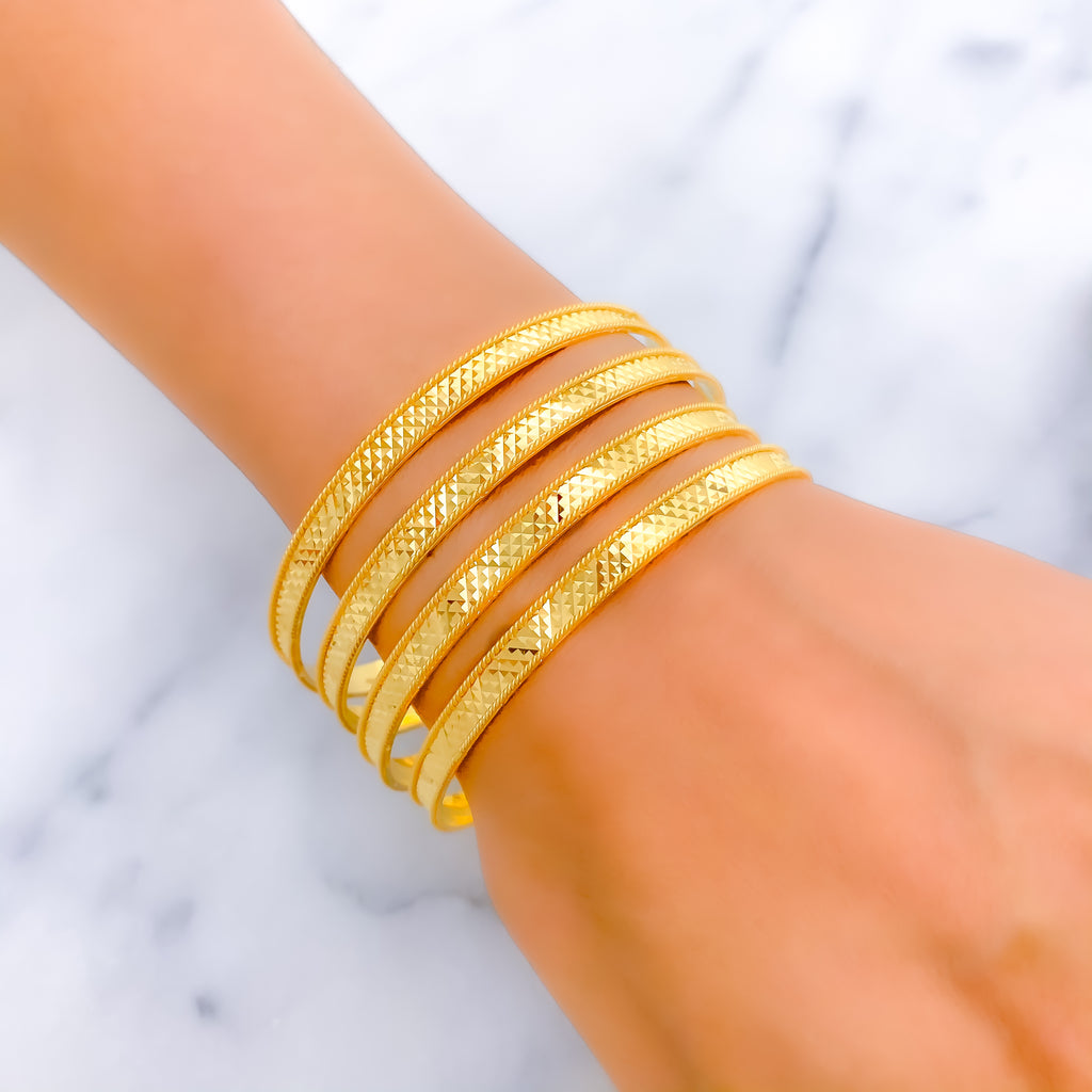 Shimmering Checkered 22k Gold Bangles – Andaaz Jewelers