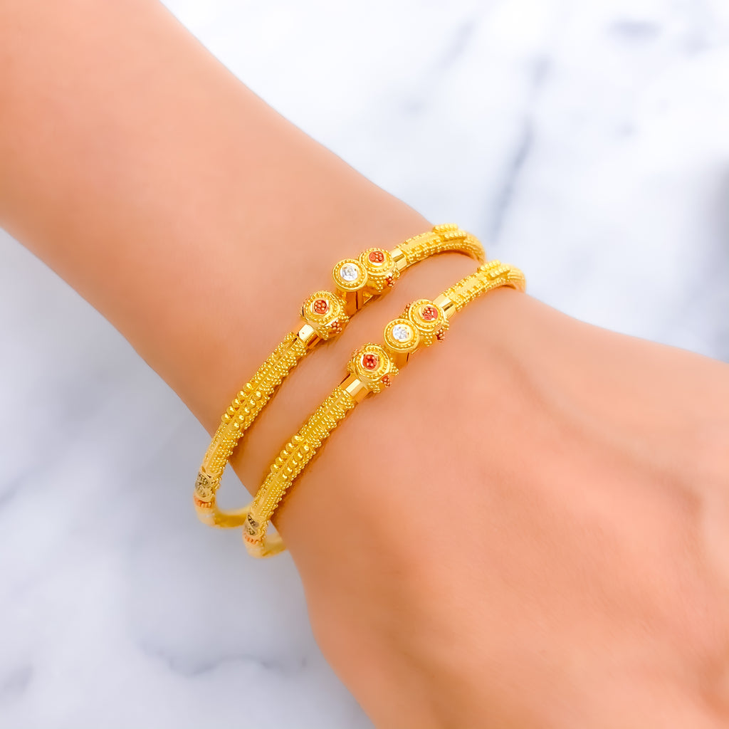 Vibrant Festive 22k Gold Pipe Bangles – Andaaz Jewelers