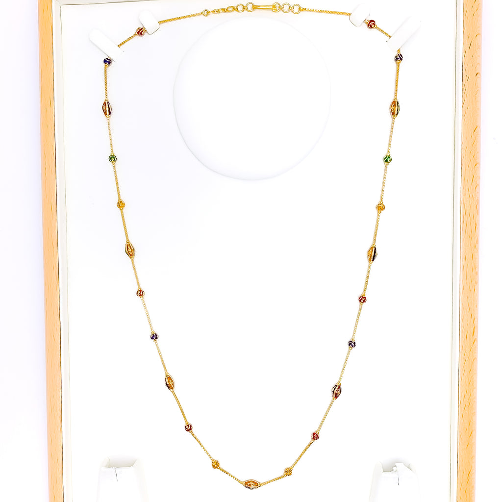 Long Barrel 22k Gold Orb Chain - 26" – Andaaz Jewelers