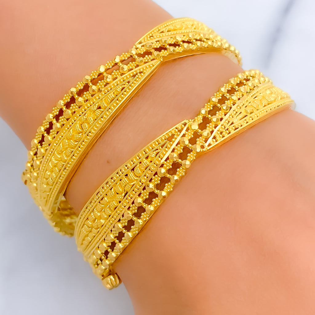 Impressive Wavy Graceful 22k Gold Bangles – Andaaz Jewelers