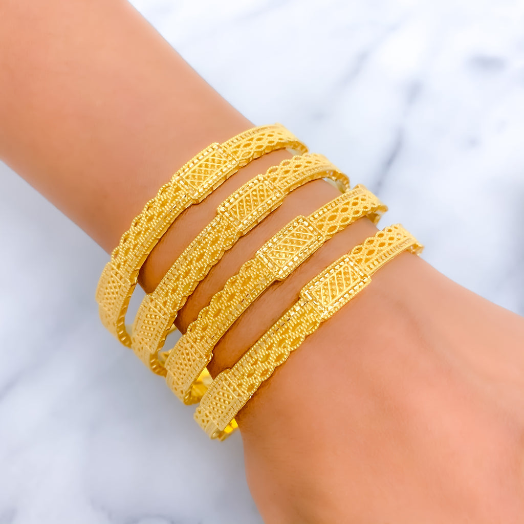 Extravagant Netted 21k Gold Bangles – Andaaz Jewelers