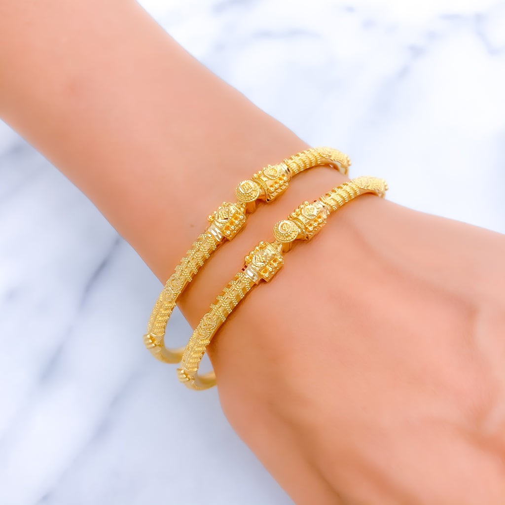 Traditional Festive Striped 22k Gold Pipe Bangles – Andaaz Jewelers