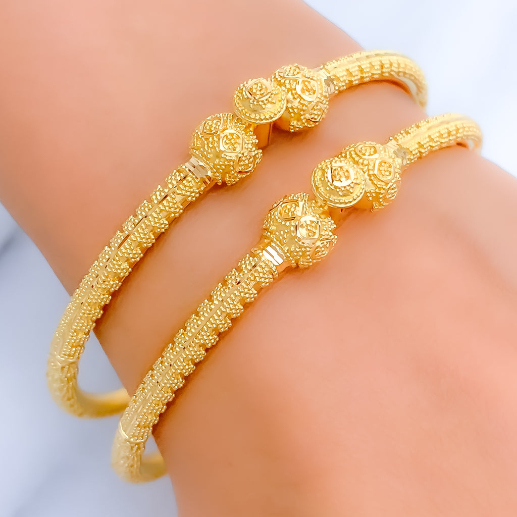 Decorative Fine Beaded 22k Gold Pipe Bangles – Andaaz Jewelers