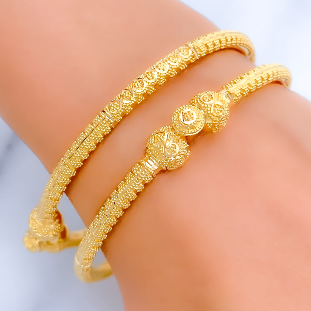 Decorative Fine Beaded 22k Gold Pipe Bangles – Andaaz Jewelers
