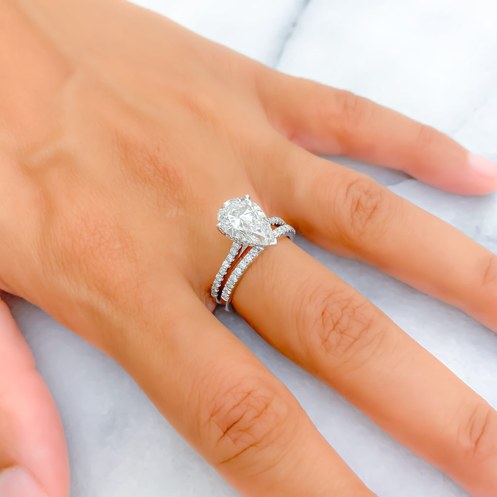 Magnificent Pear-Shaped Diamond + 14k Gold Dual Band Ring – Andaaz Jewelers